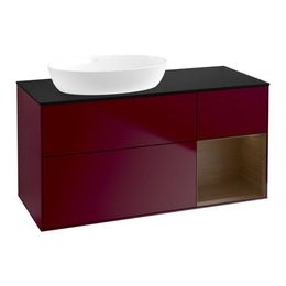 Villeroy & Boch Villeroy und Boch Finion Waschtischunterschrank GA52GNHB 120cm, Abdeckplatte black matt, Emotion, Regale Walnut Veneer, Peony Matt
