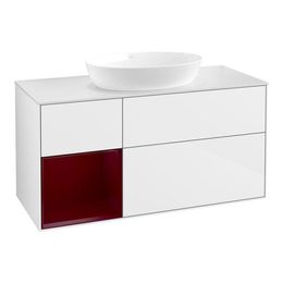 Villeroy & Boch Villeroy und Boch Finion Waschtischunterschrank FA61HBGF 120cm, Abdeckplatte white matt, Regale Peony matt lacquer, Glossy white lacquer