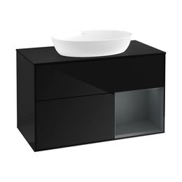 Villeroy & Boch Villeroy und Boch Finion Waschtischunterschrank FA22HGPH 100cm, Abdeckplatte black matt, Regale Midnight matt lacquer, Glossy Black Lacquer