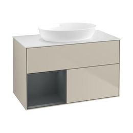 Villeroy & Boch Villeroy und Boch Finion Waschtischunterschrank GA11HGHH 100cm, Abdeckplatte white matt, Emotion, Regale Midnight matt lacquer, Sand Matt Lacquer