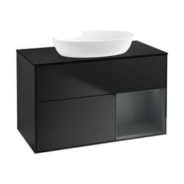 Villeroy & Boch Villeroy und Boch Finion Waschtischunterschrank FA22HGPD 100cm, Abdeckplatte black matt, Regale Midnight matt lacquer, Black matt lacquer