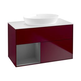 Villeroy & Boch Villeroy und Boch Finion Waschtischunterschrank GA11GKHB 100cm, Abdeckplatte white matt, Emotion, Regale Anthracite matt lacquer, Peony Matt