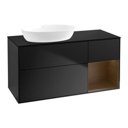 Villeroy & Boch Villeroy und Boch Finion Waschtischunterschrank GA52GNPD 120cm, Abdeckplatte black matt, Emotion, Regale Walnut Veneer, Black matt lacquer
