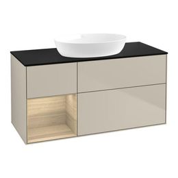 Villeroy & Boch Villeroy und Boch Finion Waschtischunterschrank GA62PCHH 120cm, Abdeckplatte black matt, Emotion, Regale Oak Veneer, Sand Matt Lacquer