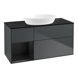 Villeroy & Boch Villeroy und Boch Finion Waschtischunterschrank FA62PDHG 120cm, Abdeckplatte black matt, Regale Black matt lacquer, Midnight Blue Matt Lacquer