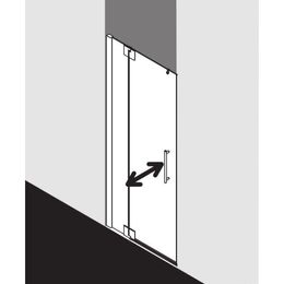 Kermi Pasa XP Pendelt&uuml;r 1-fl&uuml;gelig mit Festfeld PX1TL075201UK 75x200cm, silber mattglanz, ESG SR Opaco, links