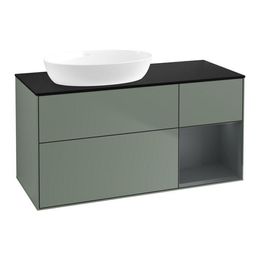 Villeroy & Boch Villeroy und Boch Finion Waschtischunterschrank GA52HGGM 120cm, Abdeckplatte black matt, Emotion, Regale Midnight matt lacquer, Olive Matt Lacquer