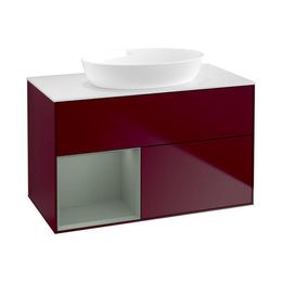 Villeroy & Boch Villeroy und Boch Finion Waschtischunterschrank GA11GMHB 100cm, Abdeckplatte white matt, Emotion, Regale Olive matt lacquer, Peony Matt