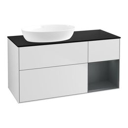 Villeroy & Boch Villeroy und Boch Finion Waschtischunterschrank GA52HGMT 120cm, Abdeckplatte black matt, Emotion, Regale Midnight matt lacquer, White matt lacquer