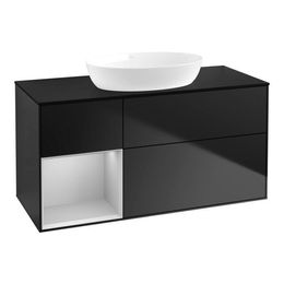 Villeroy & Boch Villeroy und Boch Finion Waschtischunterschrank FA62GJPD 120cm, Abdeckplatte black matt, Regale Light grey matt lacquer, Black matt lacquer