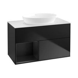 Villeroy & Boch Villeroy und Boch Finion Waschtischunterschrank GA11PDPD 100cm, Abdeckplatte white matt, Emotion, Regale Black matt lacquer, Black matt lacquer