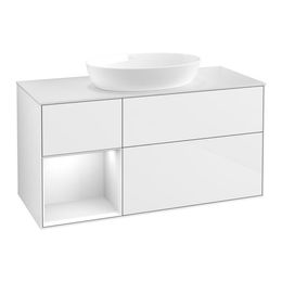 Villeroy & Boch Villeroy und Boch Finion Waschtischunterschrank FA61GFGF 120cm, Abdeckplatte white matt, Regale Glossy white lacquer, Glossy white lacquer