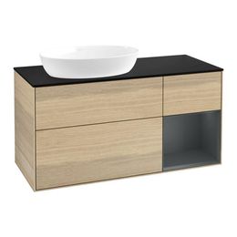 Villeroy & Boch Villeroy und Boch Finion Waschtischunterschrank GA52HGPC 120cm, Abdeckplatte black matt, Emotion, Regale Midnight matt lacquer, Oak Veneer