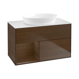 Villeroy & Boch Villeroy und Boch Finion Waschtischunterschrank GA11GNGN 100cm, Abdeckplatte white matt, Emotion, Regale Walnut Veneer, Walnut veneer