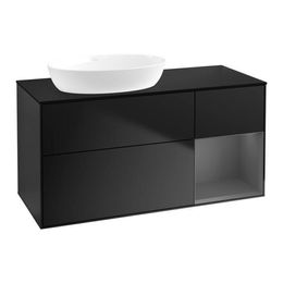 Villeroy & Boch Villeroy und Boch Finion Waschtischunterschrank GA52GKPD 120cm, Abdeckplatte black matt, Emotion, Regale Anthracite matt lacquer, Black matt lacquer