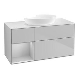 Villeroy & Boch Villeroy und Boch Finion Waschtischunterschrank FA61GJGJ 120cm, Abdeckplatte white matt, Regale Light grey matt lacquer, Light grey matt