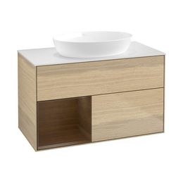 Villeroy & Boch Villeroy und Boch Finion Waschtischunterschrank GA11GNPC 100cm, Abdeckplatte white matt, Emotion, Regale Walnut Veneer, Oak Veneer