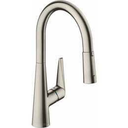Hansgrohe Talis M51 M5116-H200 Küchenarmatur 73851800, Edelstahl-Optik, mit Ausziehbrause, sBox