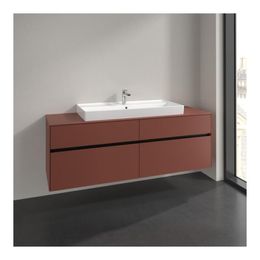 Villeroy & Boch Villeroy und Boch Collaro Waschtischunterschrank C031B0AH 160x54,8x50cm, Waschtisch mittig, LED-Beleuchtung 12W, wine red