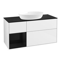 Villeroy & Boch Villeroy und Boch Finion Waschtischunterschrank GA62PHGF 120cm, Abdeckplatte black matt, Emotion, Regale Glossy black lacquer, Glossy white lacquer