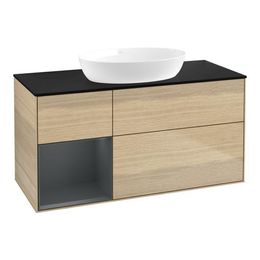 Villeroy & Boch Villeroy und Boch Finion Waschtischunterschrank FA62HGPC 120cm, Abdeckplatte black matt, Regale Midnight matt lacquer, Oak Veneer