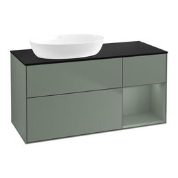 Villeroy & Boch Villeroy und Boch Finion Waschtischunterschrank GA52GMGM 120cm, Abdeckplatte black matt, Emotion, Regale Olive matt lacquer, Olive Matt Lacquer