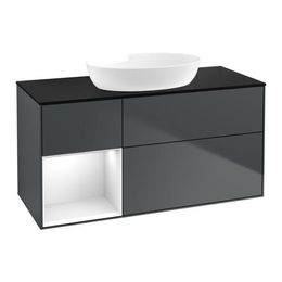 Villeroy & Boch Villeroy und Boch Finion Waschtischunterschrank GA62GFHG 120cm, Abdeckplatte black matt, Emotion, Regale Glossy white lacquer, Midnight Blue Matt Lacquer