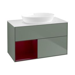 Villeroy & Boch Villeroy und Boch Finion Waschtischunterschrank GA11HBGM 100cm, Abdeckplatte white matt, Emotion, Regale Peony matt lacquer, Olive Matt Lacquer