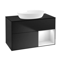 Villeroy & Boch Villeroy und Boch Finion Waschtischunterschrank FA22MTPD 100cm, Abdeckplatte black matt, Regale White matt lacquer, Black matt lacquer