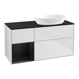 Villeroy & Boch Villeroy und Boch Finion Waschtischunterschrank GA42PDMT 120cm, Abdeckplatte black matt, Emotion, Regale Black matt lacquer, White matt lacquer