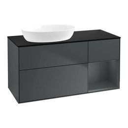 Villeroy & Boch Villeroy und Boch Finion Waschtischunterschrank GA52HGHG 120cm, Abdeckplatte black matt, Emotion, Regale Midnight matt lacquer, Midnight Blue Matt Lacquer