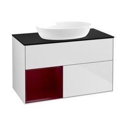Villeroy & Boch Villeroy und Boch Finion Waschtischunterschrank GA12HBMT 100cm, Abdeckplatte black matt, Emotion, Regale Peony matt lacquer, White matt lacquer