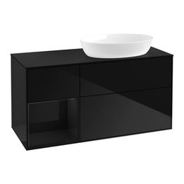 Villeroy & Boch Villeroy und Boch Finion Waschtischunterschrank GA42PHPH 120cm, Abdeckplatte black matt, Emotion, Regale Glossy black lacquer, Glossy Black Lacquer