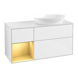 Villeroy & Boch Villeroy und Boch Finion Waschtischunterschrank GA41HFGF 120cm, Abdeckplatte white matt, Emotion, Regale Gold matt lacquer, Glossy white lacquer