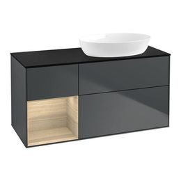 Villeroy & Boch Villeroy und Boch Finion Waschtischunterschrank GA42PCHG 120cm, Abdeckplatte black matt, Emotion, Regale Oak Veneer, Midnight Blue Matt Lacquer