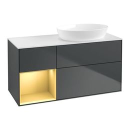 Villeroy & Boch Villeroy und Boch Finion Waschtischunterschrank GA41HFHG 120cm, Abdeckplatte white matt, Emotion, Regale Gold matt lacquer, Midnight Blue Matt Lacquer
