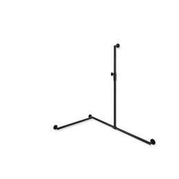 HEWI System 900 Duschhandlauf 900.35M30560CV 1250 x 1185 x 765 mm, Edelstahl pulverbeschichtet schwarz tiefmatt, links