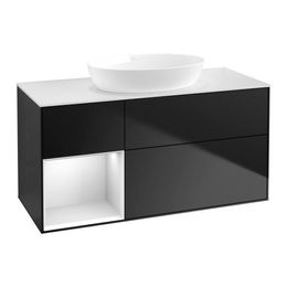 Villeroy & Boch Villeroy und Boch Finion Waschtischunterschrank GA61MTPD 120cm, Abdeckplatte white matt, Emotion, Regale White matt lacquer, Black matt lacquer
