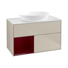 Villeroy & Boch Villeroy und Boch Finion Waschtischunterschrank GA11HBHH 100cm, Abdeckplatte white matt, Emotion, Regale Peony matt lacquer, Sand Matt Lacquer