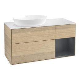 Villeroy & Boch Villeroy und Boch Finion Waschtischunterschrank FA51HGPC 120cm, Abdeckplatte white matt, Regale Midnight matt lacquer, Oak Veneer