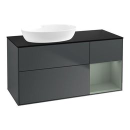 Villeroy & Boch Villeroy und Boch Finion Waschtischunterschrank FA52GMHG 120cm, Abdeckplatte black matt, Regale Olive matt lacquer, Midnight Blue Matt Lacquer