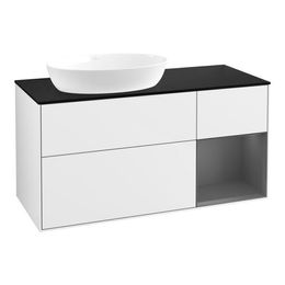 Villeroy & Boch Villeroy und Boch Finion Waschtischunterschrank FA52GKGF 120cm, Abdeckplatte black matt, Regale Anthracite matt lacquer, Glossy white lacquer