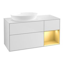 Villeroy & Boch Villeroy und Boch Finion Waschtischunterschrank GA51HFMT 120cm, Abdeckplatte white matt, Emotion, Regale Gold matt lacquer, White matt lacquer