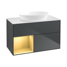 Villeroy & Boch Villeroy und Boch Finion Waschtischunterschrank GA11HFHG 100cm, Abdeckplatte white matt, Emotion, Regale Gold matt lacquer, Midnight Blue Matt Lacquer