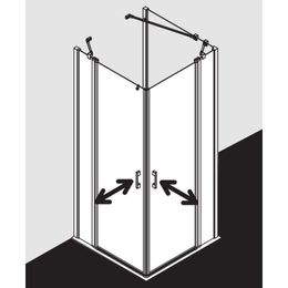 Kermi Liga Eckeinstieg-H&auml;lfte Pendelt&uuml;r mit Festfeld LIEPR080201AK 80x200cm, silber mattglanz, ESG klar, rechts, auf Duschwanne