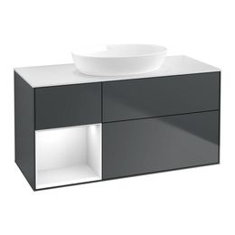 Villeroy & Boch Villeroy und Boch Finion Waschtischunterschrank GA61GFHG 120cm, Abdeckplatte white matt, Emotion, Regale Glossy white lacquer, Midnight Blue Matt Lacquer