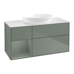 Villeroy & Boch Villeroy und Boch Finion Waschtischunterschrank GA61GMGM 120cm, Abdeckplatte white matt, Emotion, Regale Olive matt lacquer, Olive Matt Lacquer