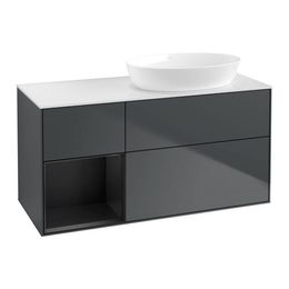 Villeroy & Boch Villeroy und Boch Finion Waschtischunterschrank GA41PDHG 120cm, Abdeckplatte white matt, Emotion, Regale Black matt lacquer, Midnight Blue Matt Lacquer