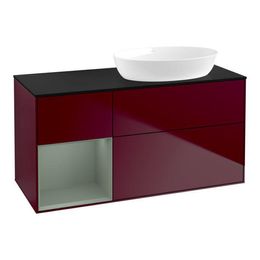 Villeroy & Boch Villeroy und Boch Finion Waschtischunterschrank FA42GMHB 120cm, Abdeckplatte black matt, Regale Olive matt lacquer, Peony Matt
