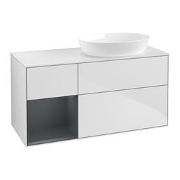 Villeroy & Boch Villeroy und Boch Finion Waschtischunterschrank GA41HGMT 120cm, Abdeckplatte white matt, Emotion, Regale Midnight matt lacquer, White matt lacquer